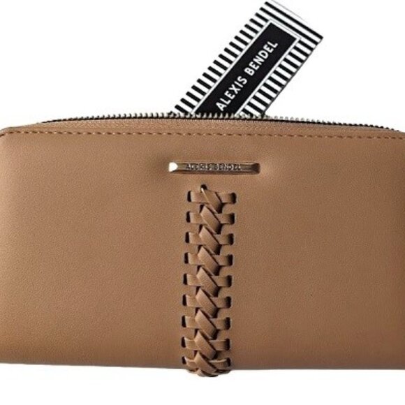Alexis Bendel | Bags | Alexis Bendel Zip Around Wristlet Tan Wgold Tone ...